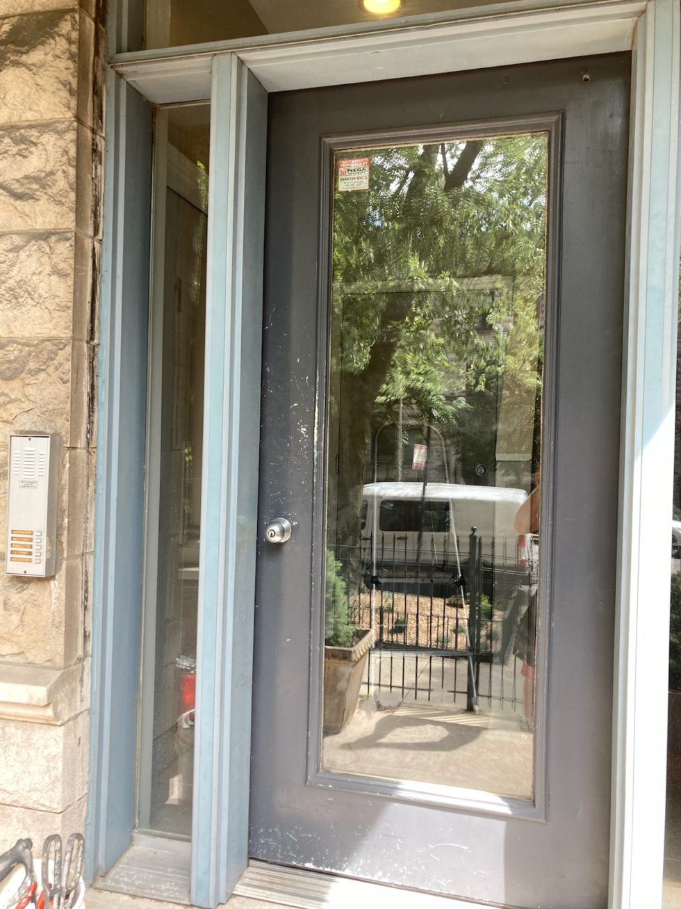 Blue Full View Steel Entry Door With Vestibule Function Lock Defender ...